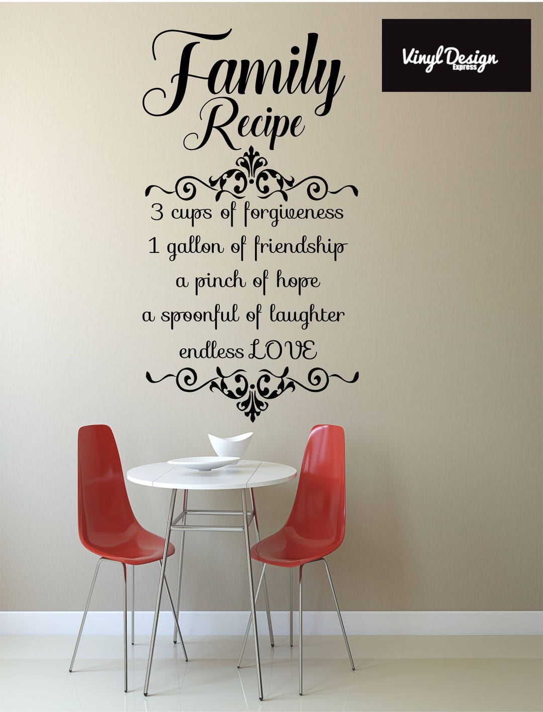 Kitchen Family Recipe Quote Vinyl Wall Art for Kitchen/dining Room ...