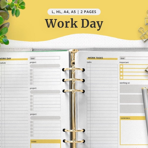 Printable / Digital Work Day HL L A5 A4 2 Printable - Etsy