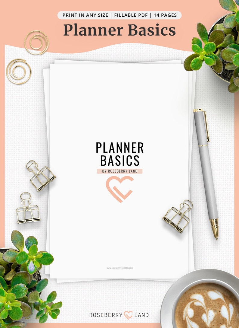 Printable / Digital Planner Basics Printable Pages Any Size 14 Pages Instant Download Fillable ...
