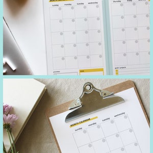 Printable / Digital Month Calendar HL, L, A5, A4 2 Printable Planner ...