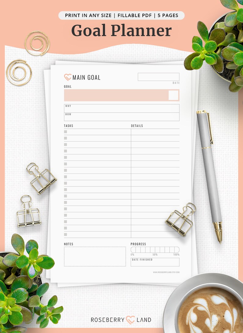 Printable / Digital Goal Planner Printable Planner Pages - Etsy