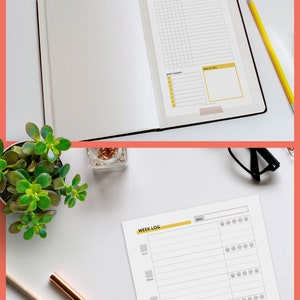 Printable / Digital Week Log HL, L, A5, A4 Sunday Monday 2 Printable ...