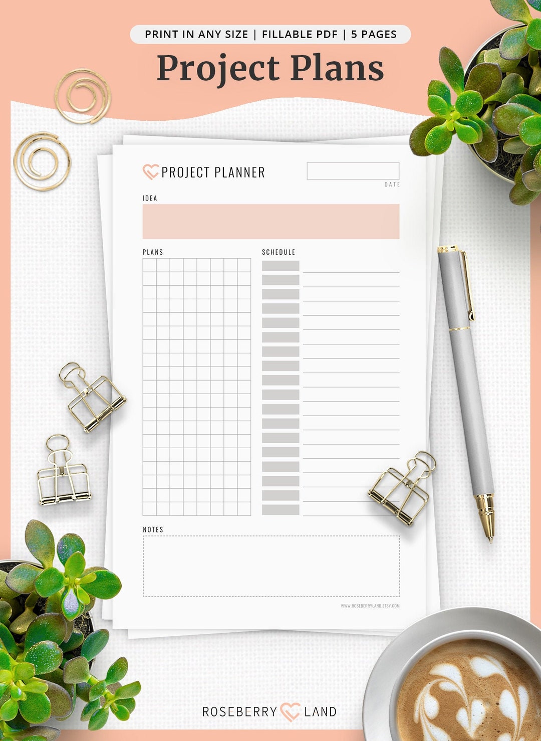 Printable / Digital Project Plans Printable Pages Any Size 5 Pages ...