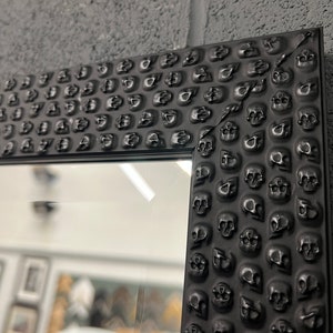 Handcrafted Ornate Black Skulls Wood Mirror – Bevelled Gothic Chic Home ...