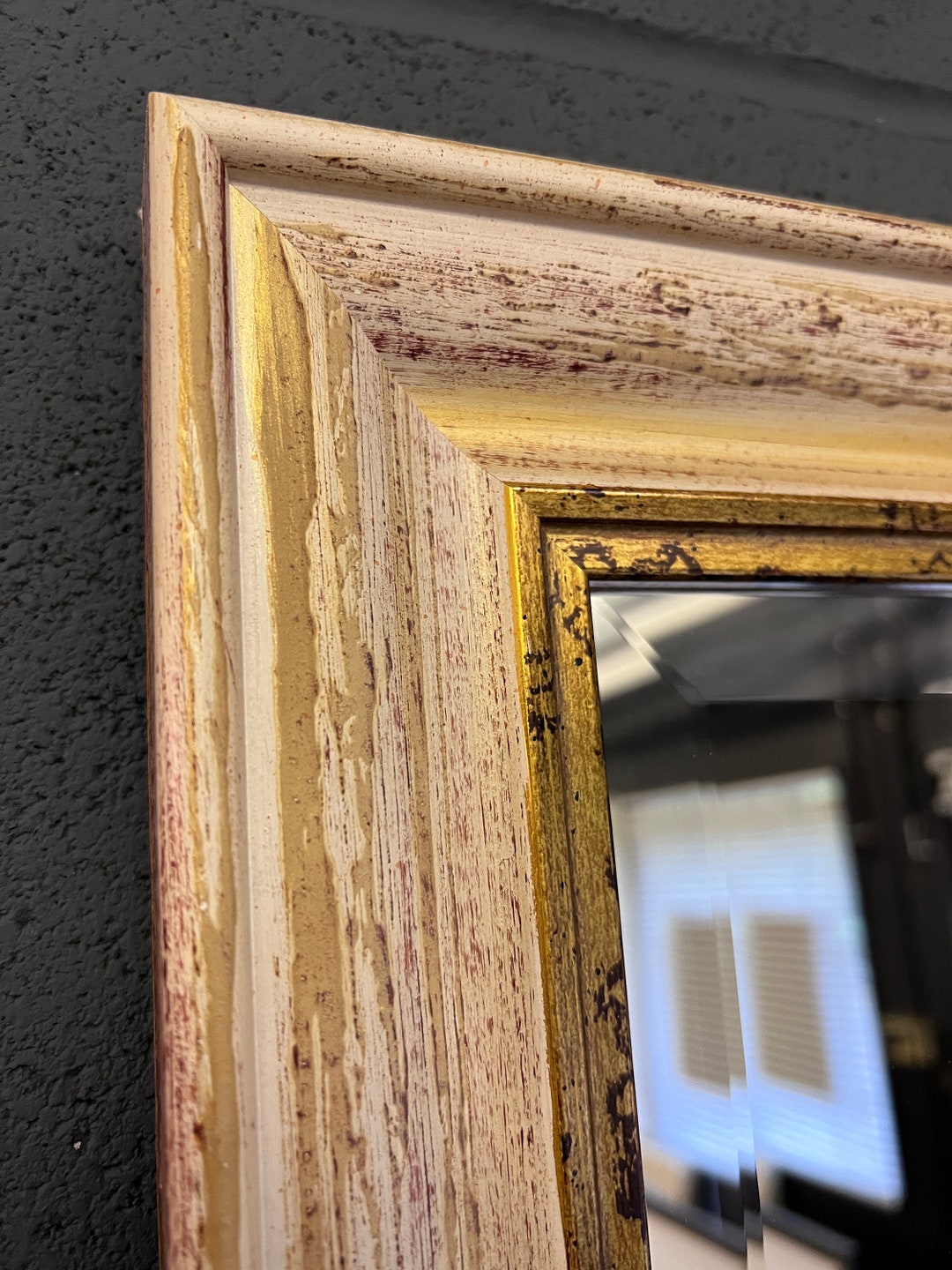 Handcrafted Mirror Michelangelo White Base With Gold Wash Contemporary ...