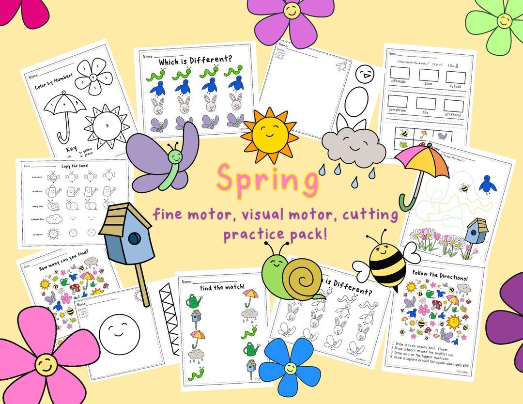 Spring Fine Motor, Visual Motor, Cutting Practice Pack - Etsy