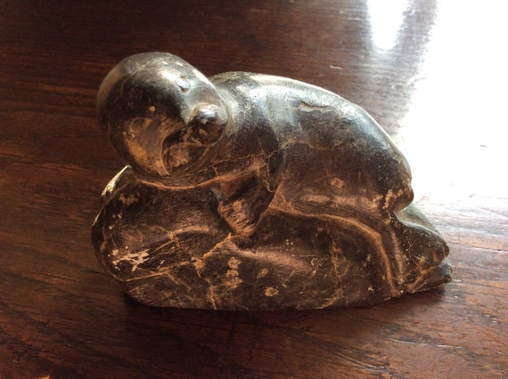 Inuit Stone Carving of Seal Signed by Canadian Artist | Etsy
