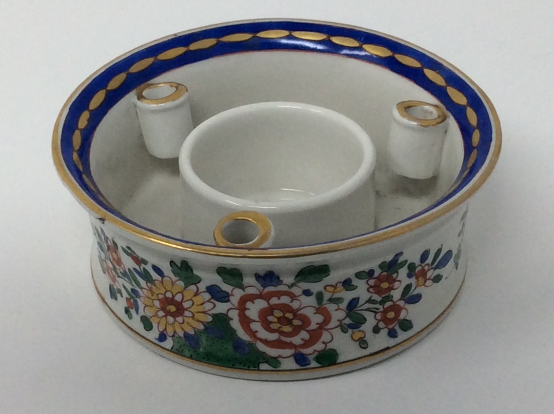 Antique Ceramic Porcelain Ink Stand With Ink Well and Pen Holders ...
