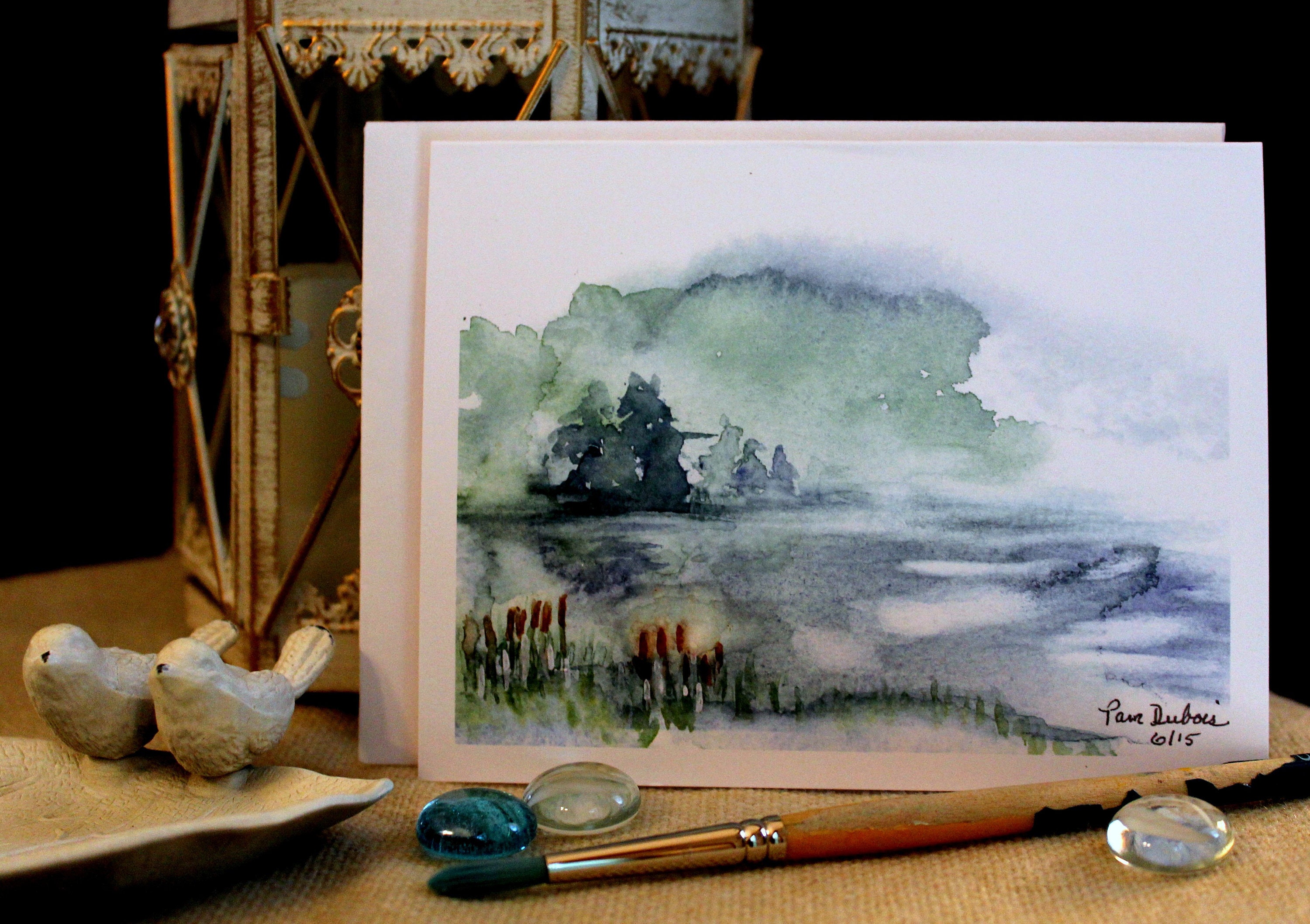 Lake Watercolor (8) Notecards, Lake Watercolor Blank Notecards of ...
