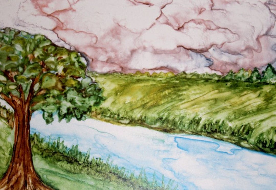 Stream Watercolor PRINT Landscape of Original Painting Called Rippling ...