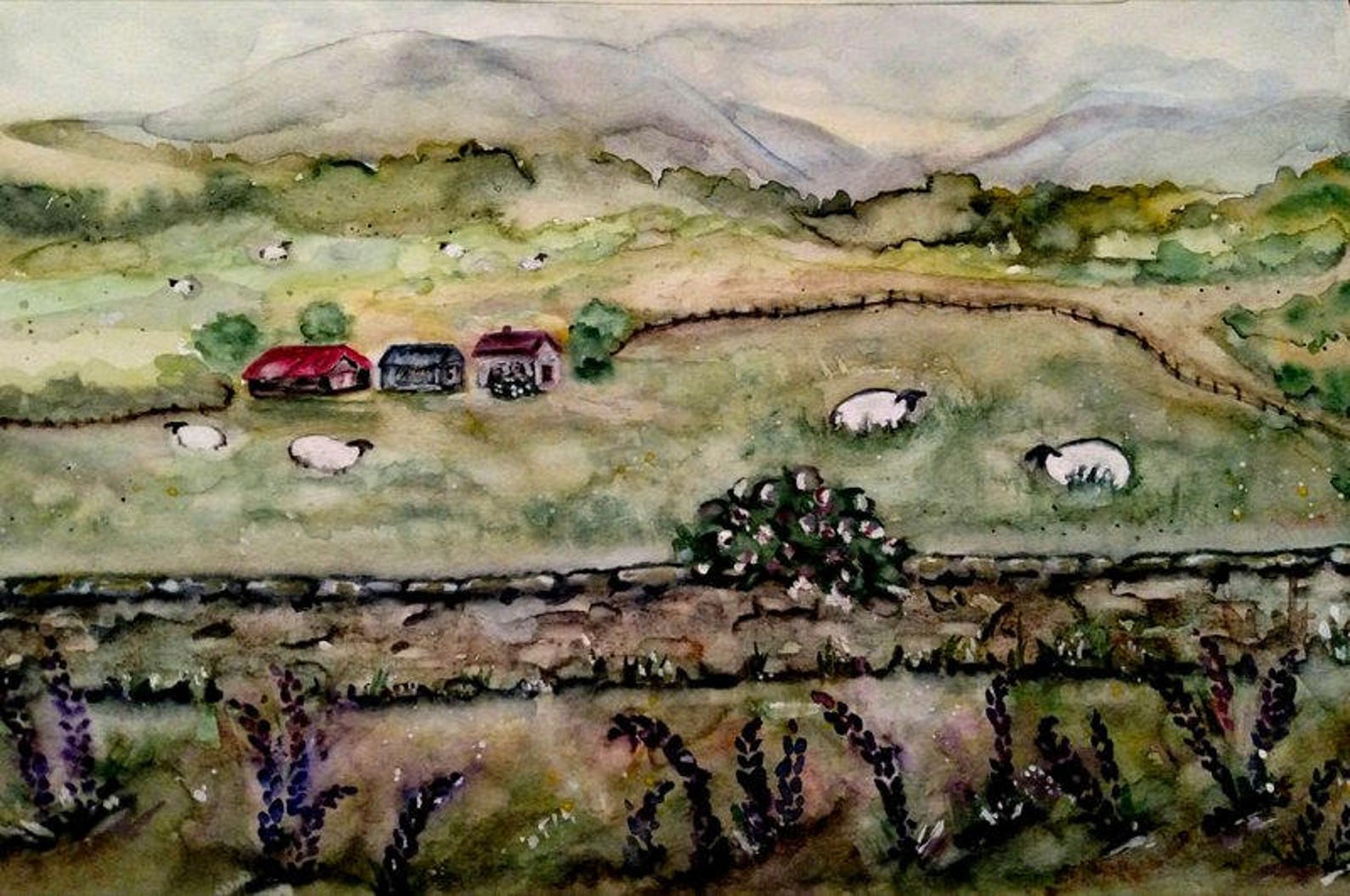 Irish PRINT Countryside - Watercolor Landscape Print of My Original ...