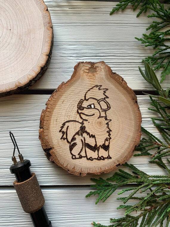 Wood Burned Pyrography Growlithe Pokemon Ornament Magnet - Etsy