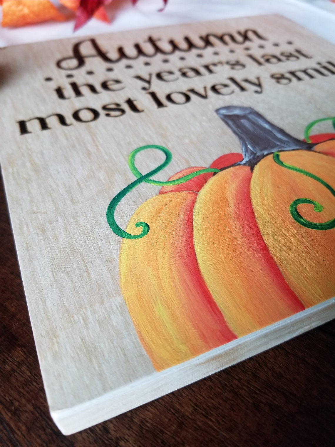 Wood Sign Fall Sign Painted Autumn Sign Pumpkin Sign - Etsy