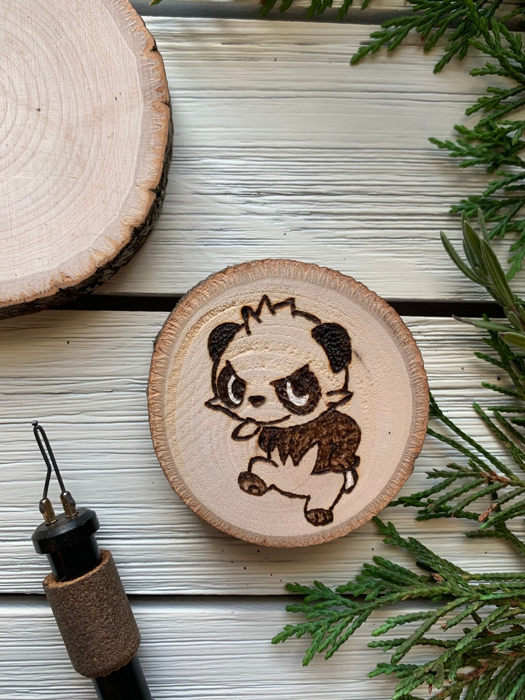 Wood Burned, Pyrography, Pancham, Pokemon, Ornament, Magnet, Pocket ...