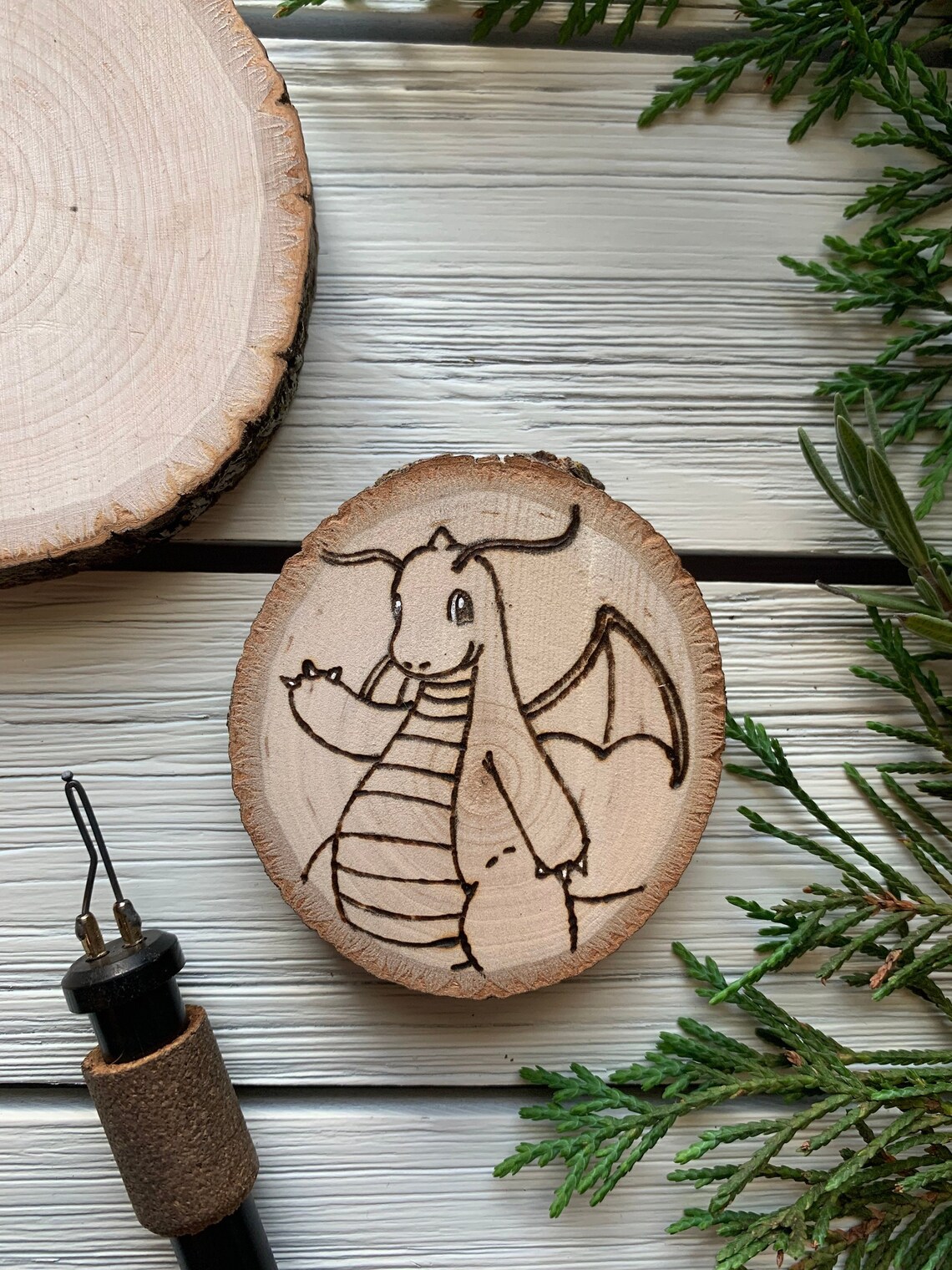 Wood Burned Pyrography Dragonite Pokemon Ornament Magnet - Etsy