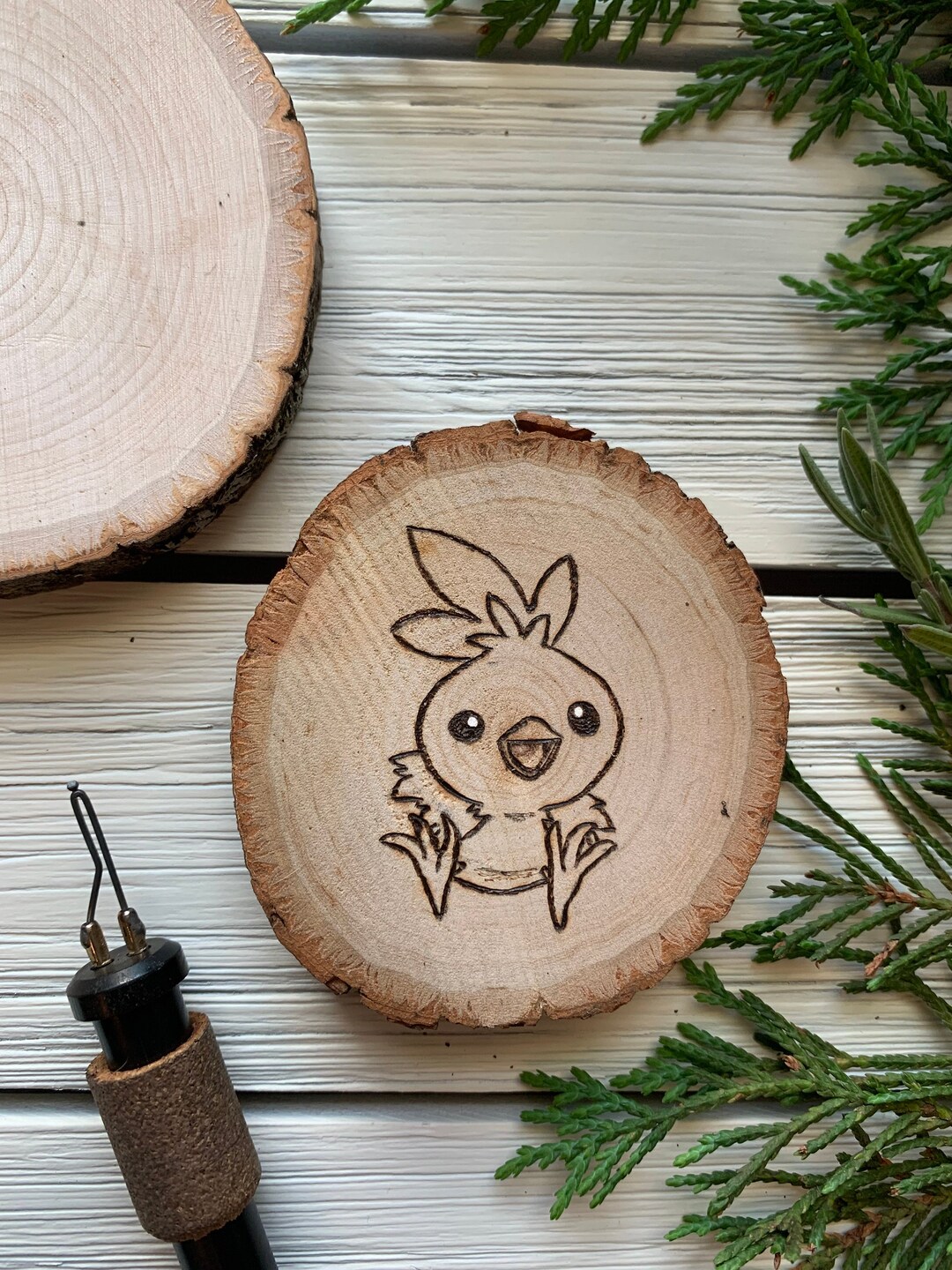 Wood Burned Pyrography Torchic Pokemon Ornament Magnet - Etsy