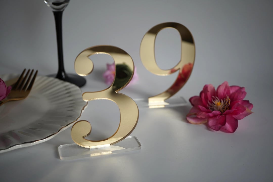 Gold Table Numbers , Wedding Table Numbers Mirror Gold Table Numbers ...