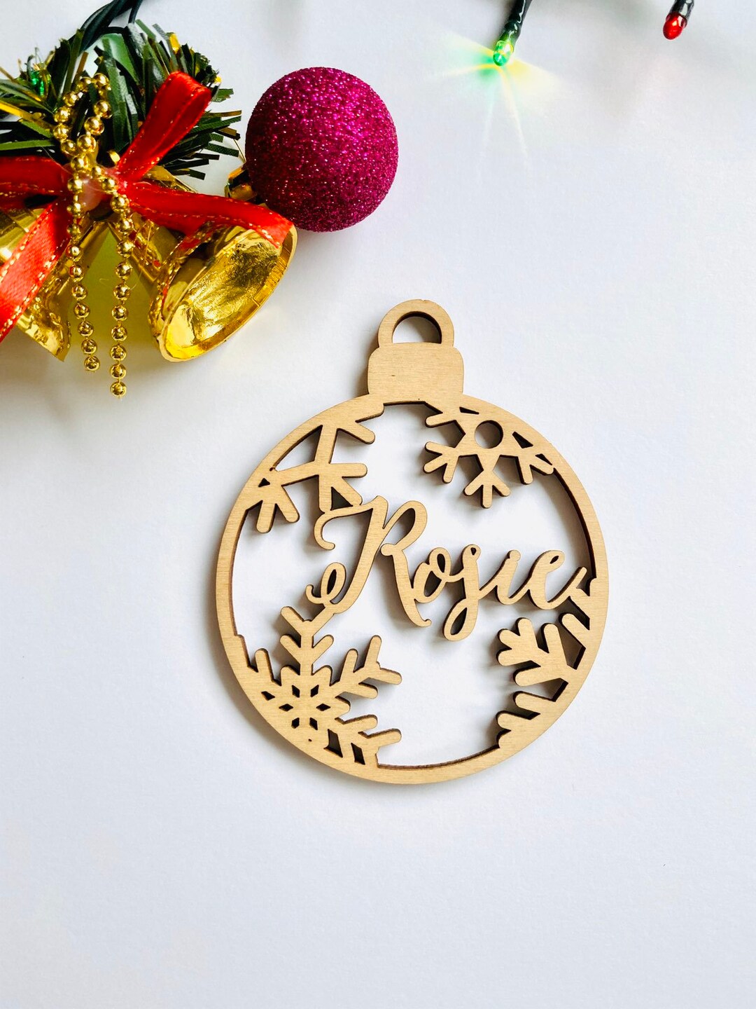 CHRISTMAS Wood Decor Christmas Baubles Personalized Ornament Laser Cut ...
