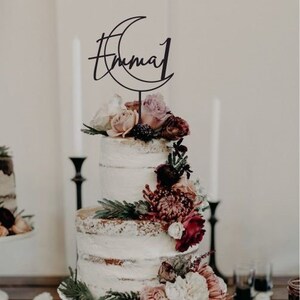 Rustic Moon Cake Topper, Name Cake Topper Wood Wedding Cake Topper, Two ...
