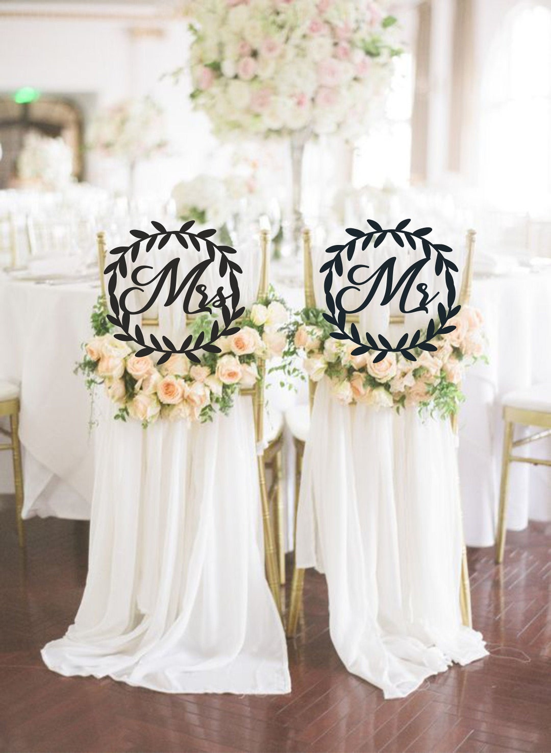 Wedding Chair Signs Mr and Mrs Sign, Laser Cut Wooden Rustic Wedding ...