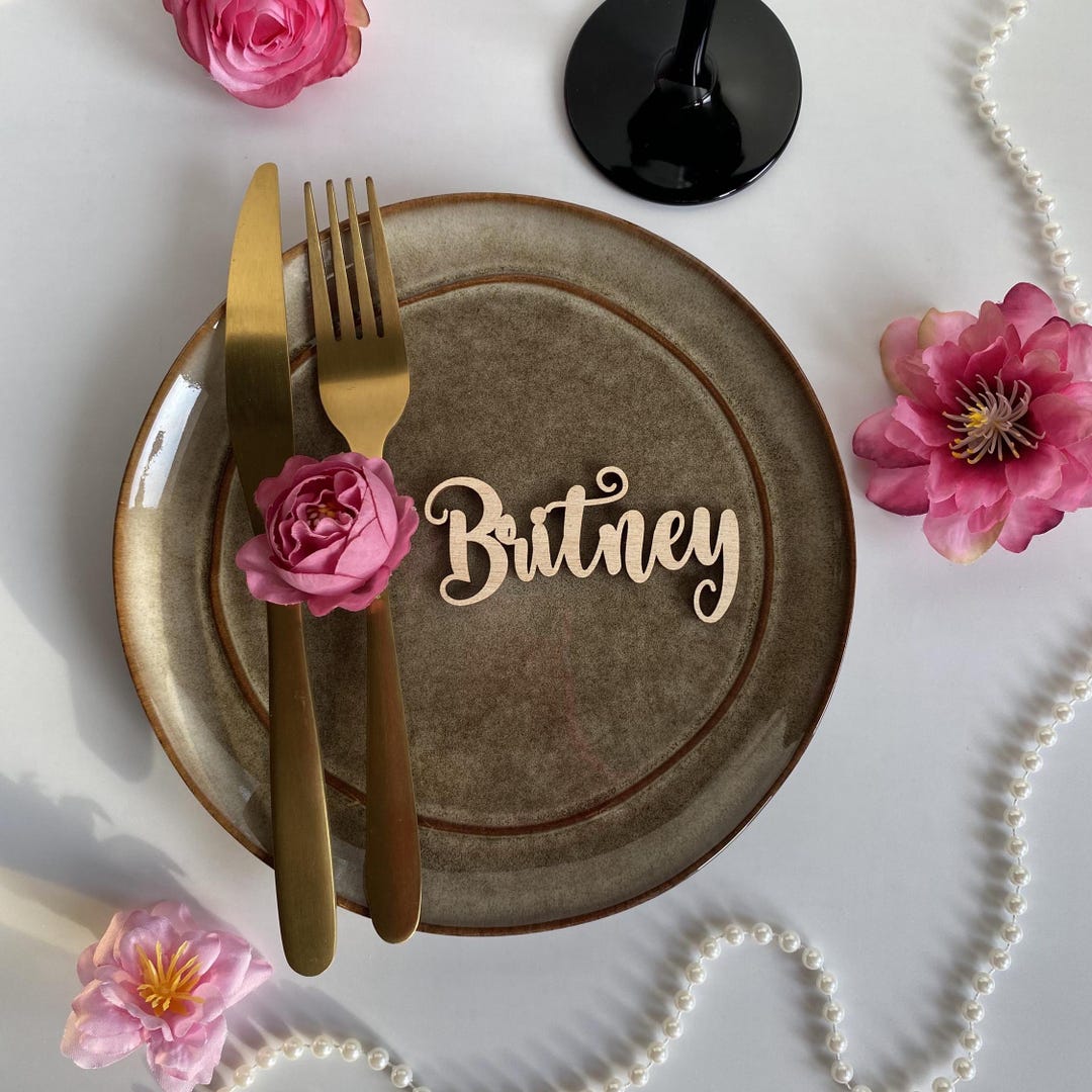 Wooden Place Names , Wedding Place Cards , Wedding Table Names , Gold ...