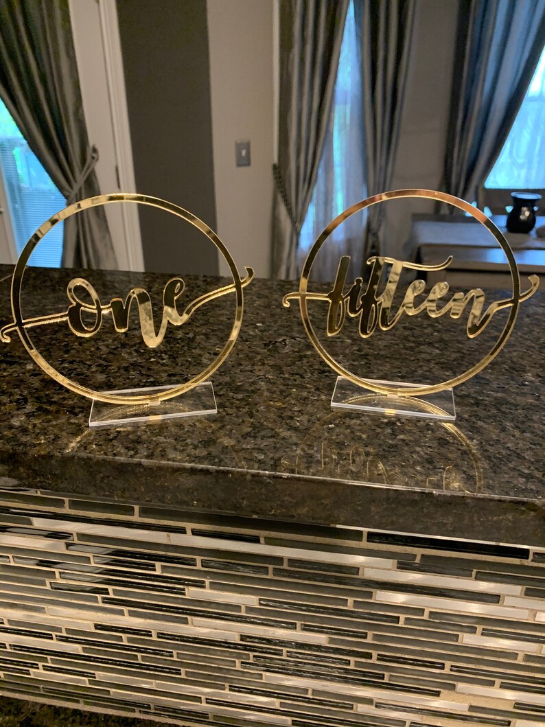 Wedding Table Numbers Gold Mirror Acrylic Table Numbers Silver Rose ...