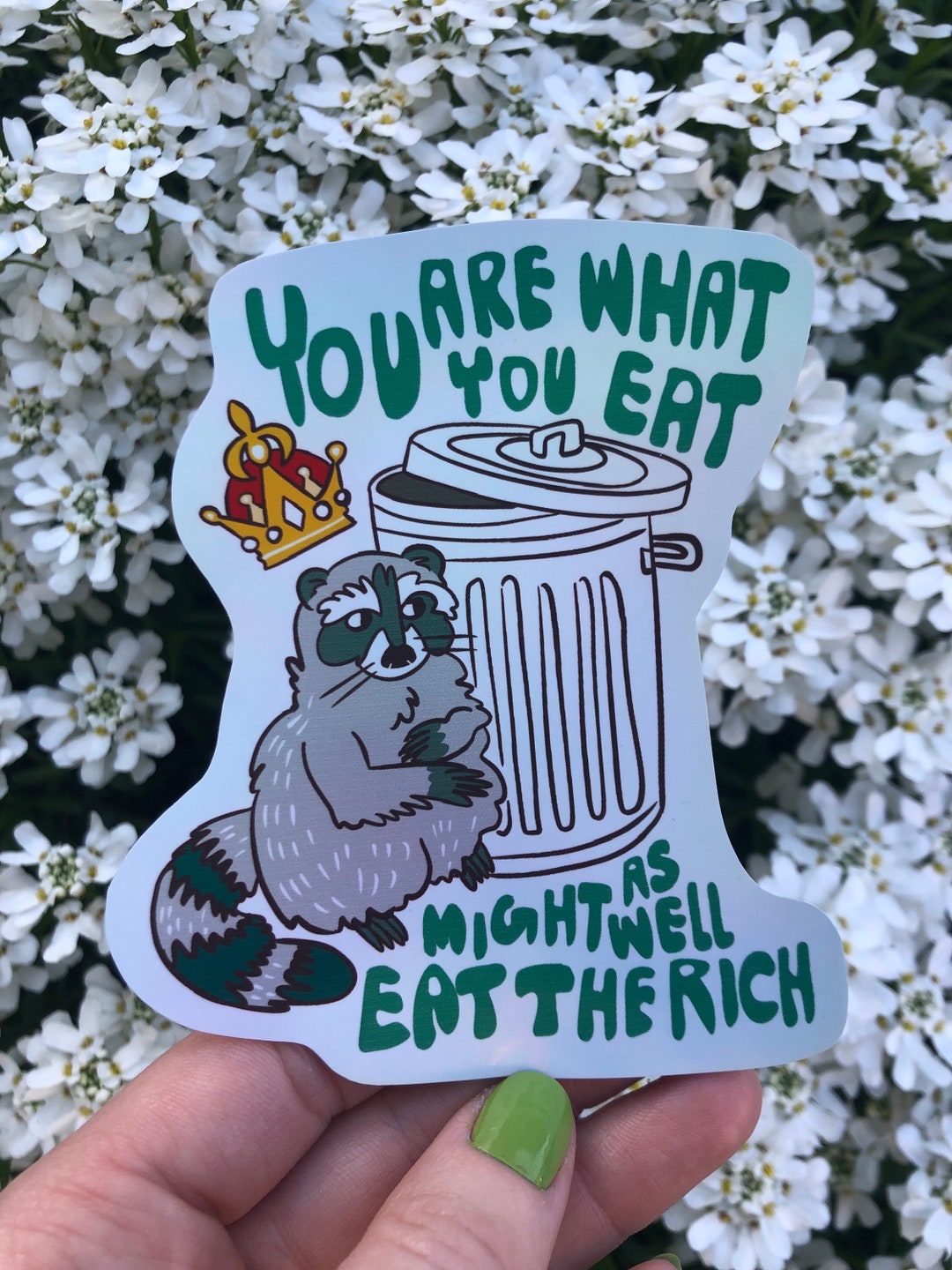Eat the Rich Raccoon Vinyl Sticker, Waterproof - Etsy