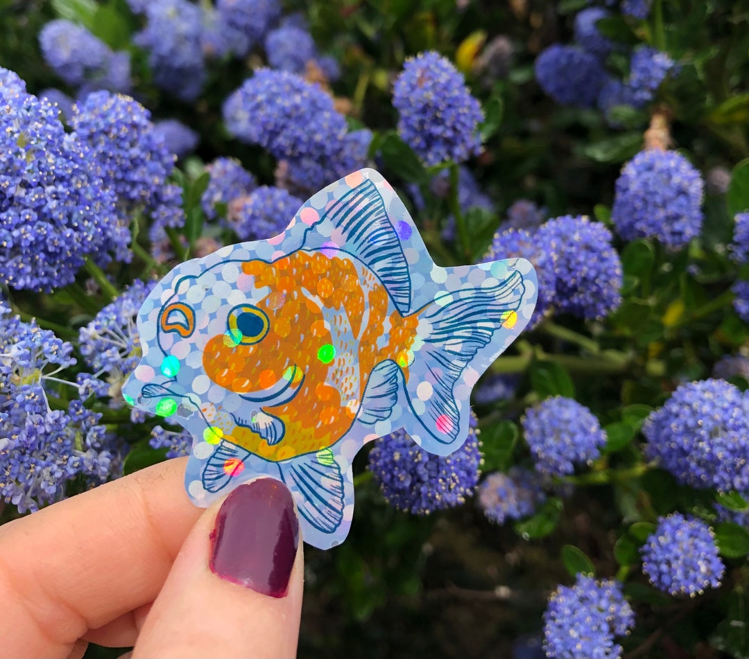 Little Holographic Gold Fish Sticker (single) - Etsy