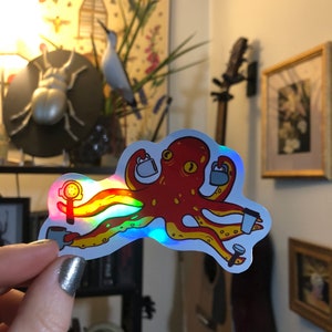 Octopus Barista Sticker - Etsy