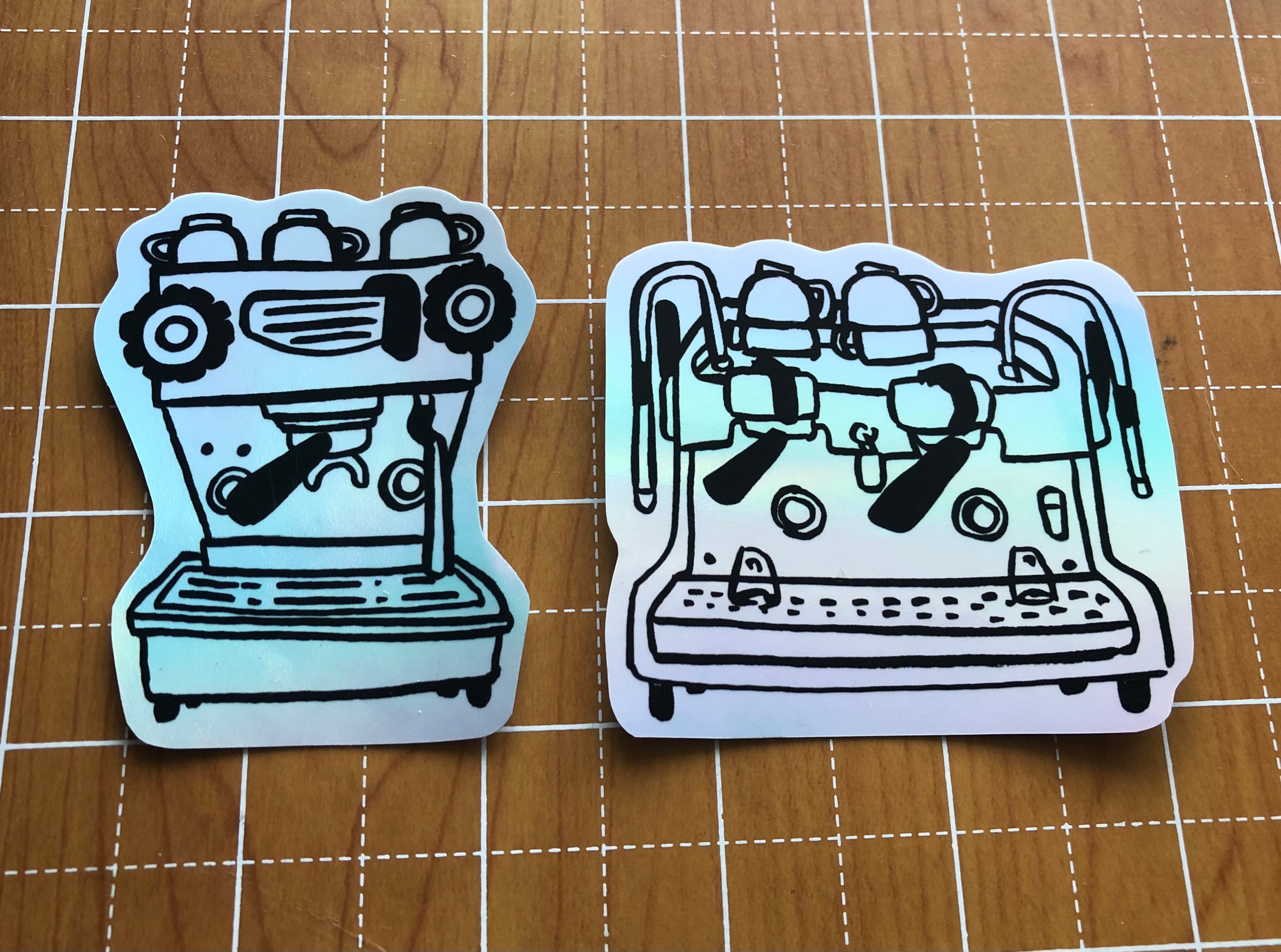 Holographic Espresso Machine Stickers | Etsy