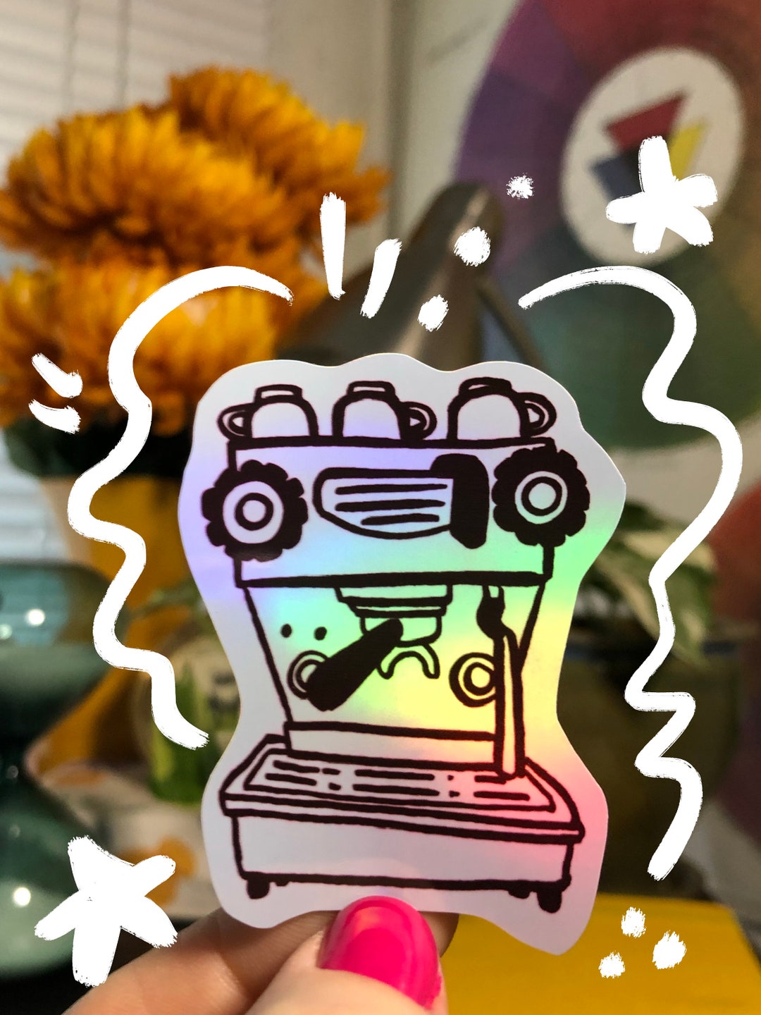 Holographic La Marzocco Linea Mini Espresso Machine, Vinyl Sticker - Etsy
