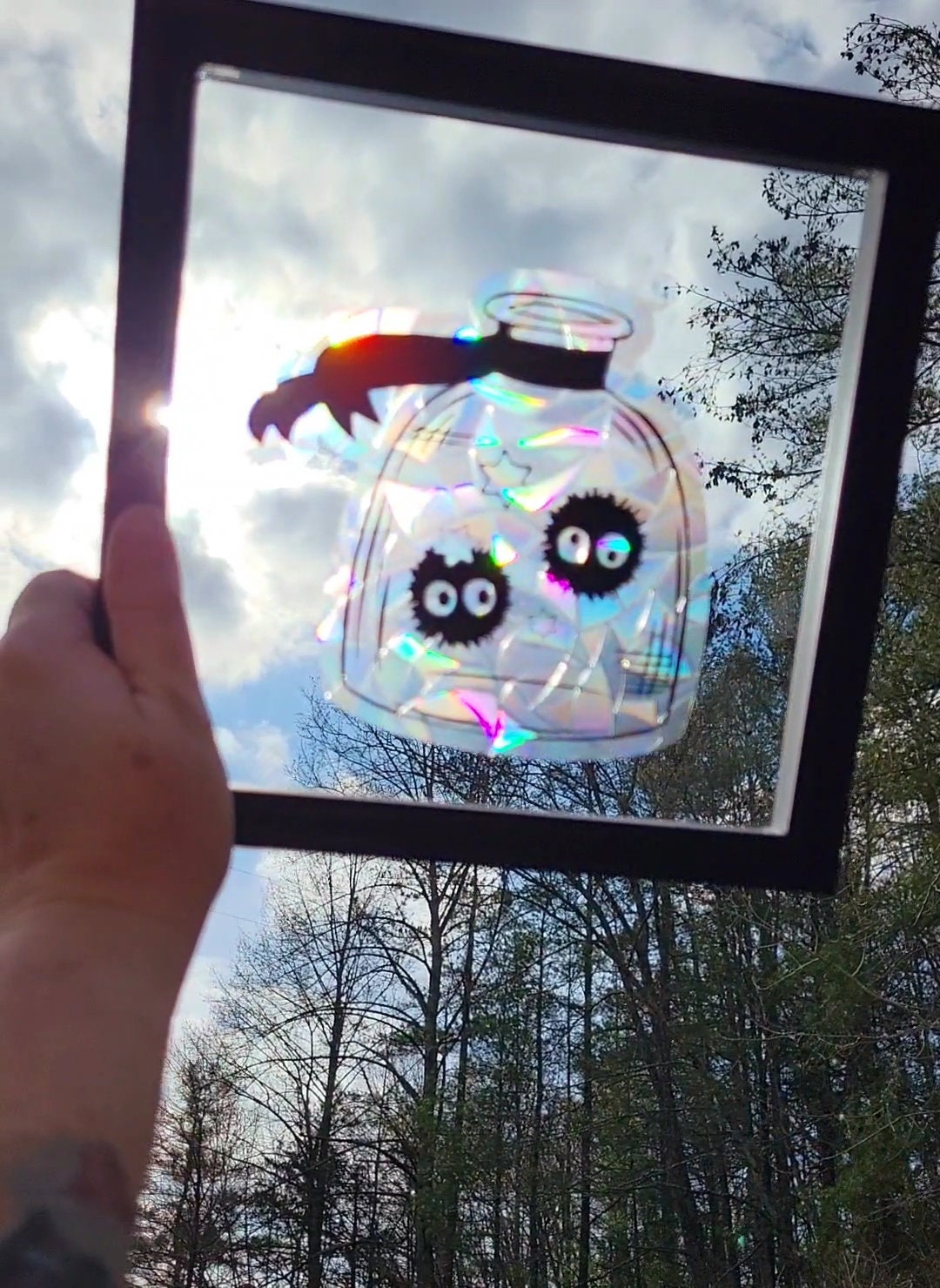 Soot Sprites in a Jar 2 With Ribbon Totoro Studio Ghibli Suncatcher ...