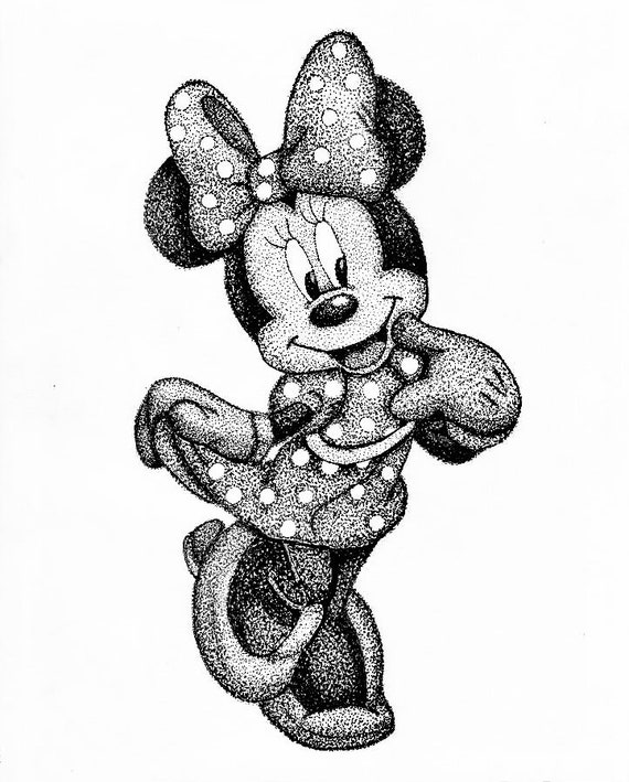 Minnie Mouse Pointillism Print - Etsy Australia