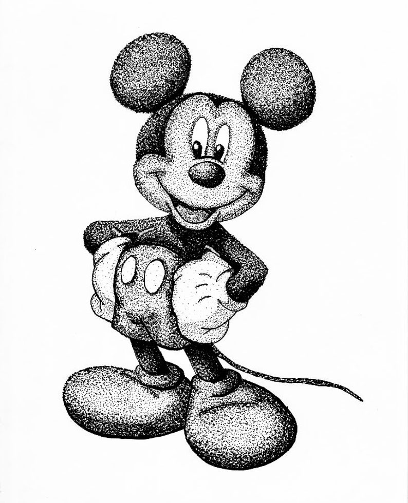Mickey Mouse Pointillism Print - Etsy