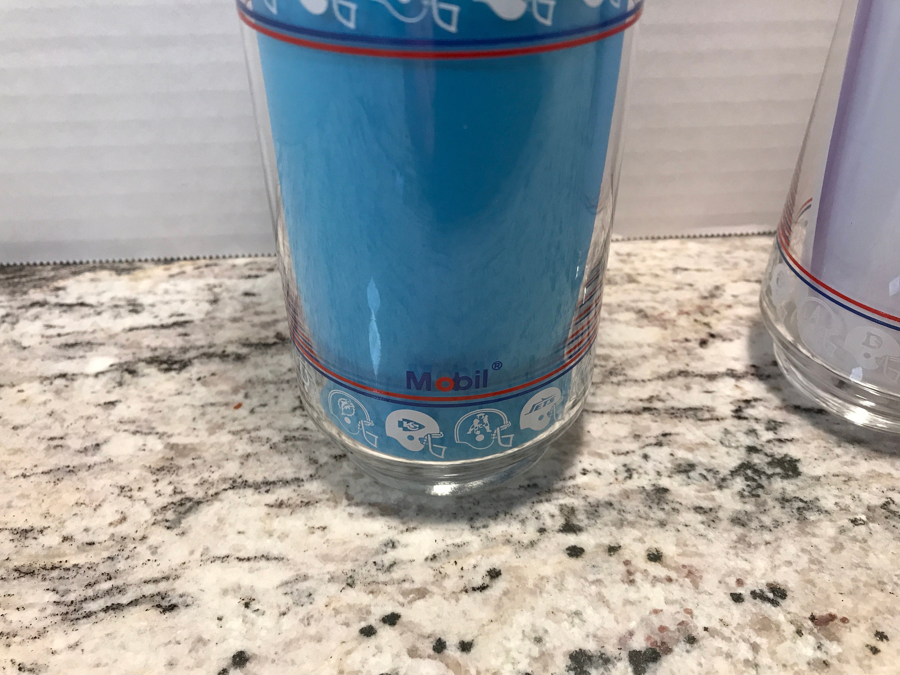 Lot of 2 NFL Football Mobil Glass Glasses Cup Cups Vintage - Etsy