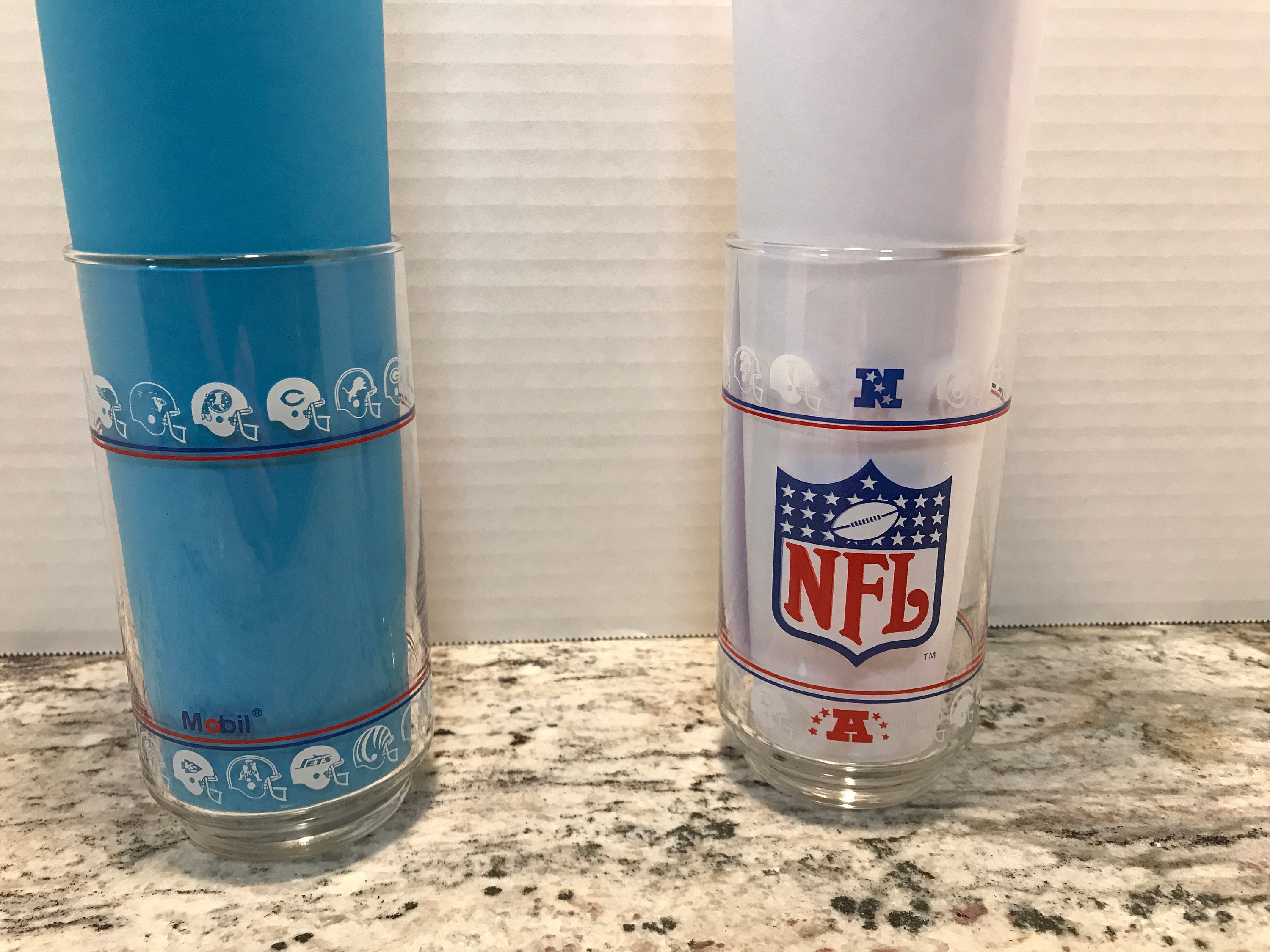 Lot of 2 NFL Football Mobil Glass Glasses Cup Cups Vintage - Etsy