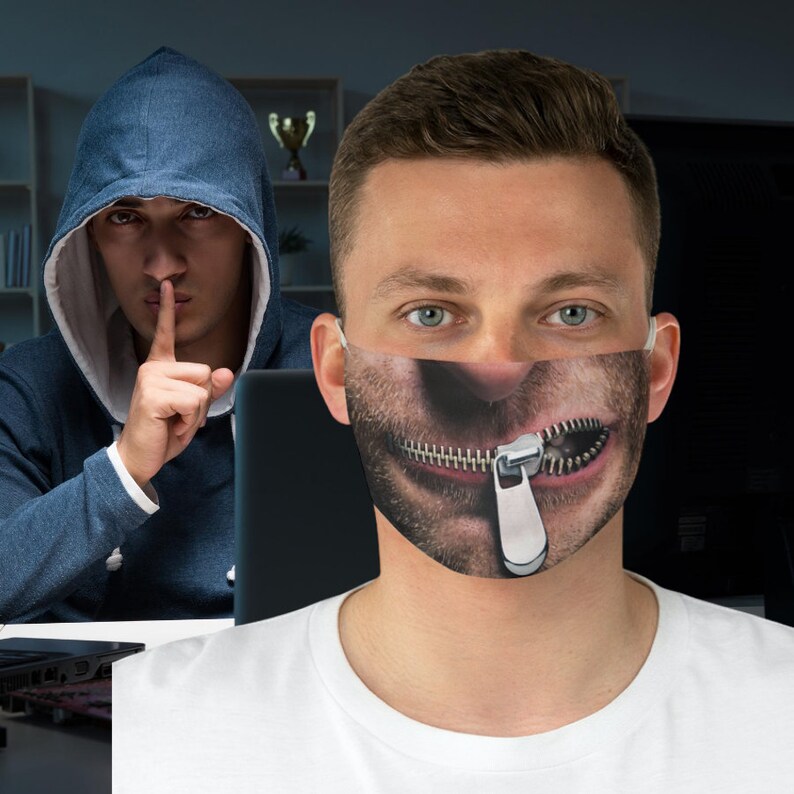 ZIPPER FACE MASK Zipped Up Mouth Mask Man Mouth Mask Zip | Etsy