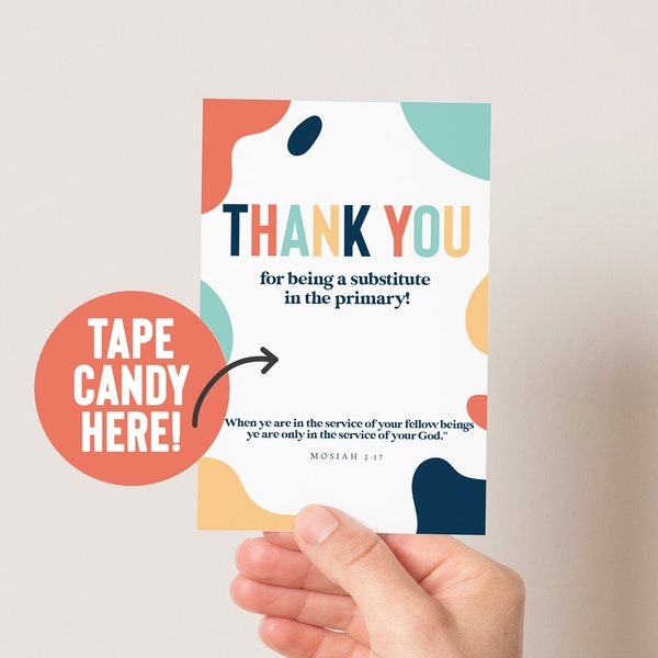 Printable Primary Substitute Thank You - Etsy