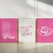 Pink Western Wall Art, Cowgirl Print Set of 3, Retro Cowgirl Print ...