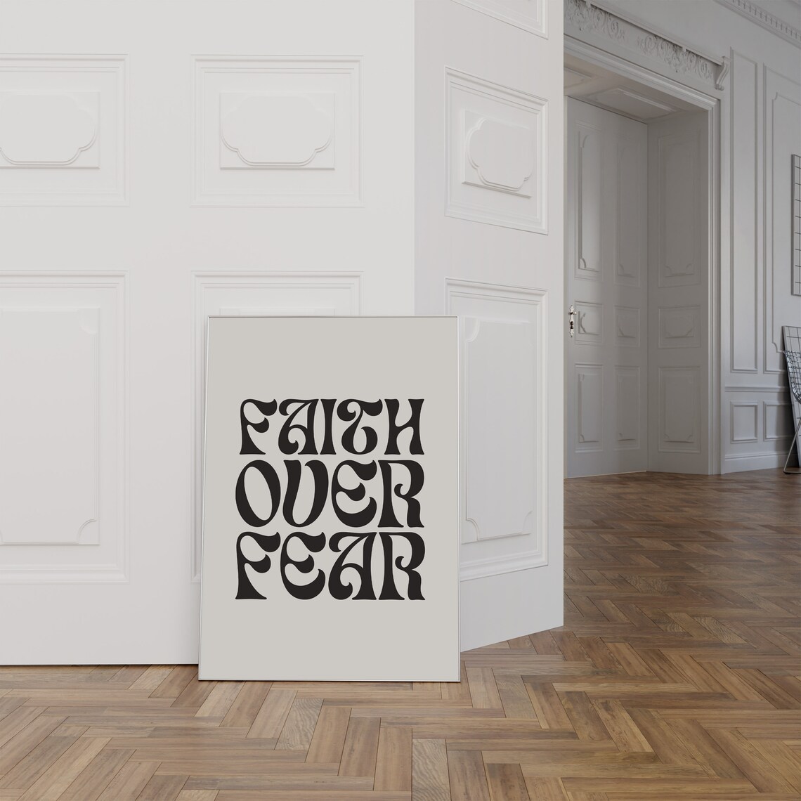 Bible Verse Wall Art, Faith Over Fear, Christian Wall Decor, Retro ...