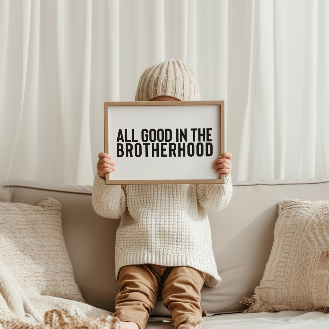 All Good in the Brotherhood Printable, Boys Room Wall Art, Brother ...