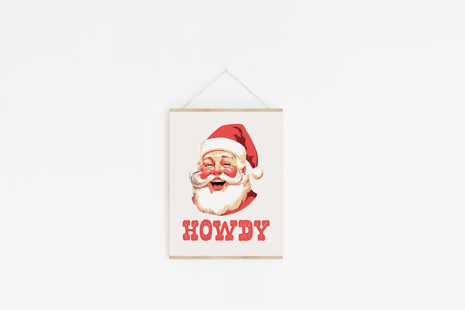 Howdy Santa Print, Western Christmas Wall Art, Cowboy Santa, Retro ...