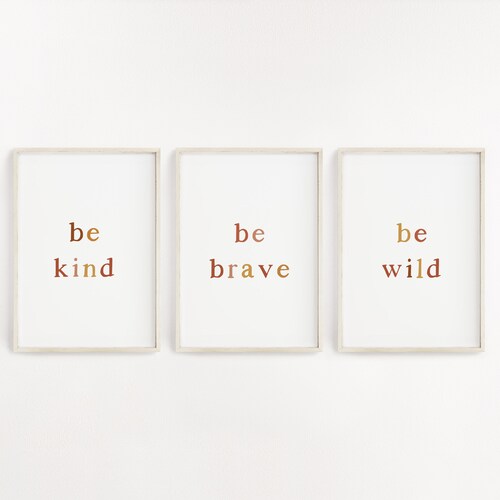 Be Kind Be Brave Boho Nursery Wall Art Neutral Nursery - Etsy