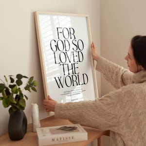 John 3 16 Wall Art, for God so Loved the World Print, Christian Wall ...