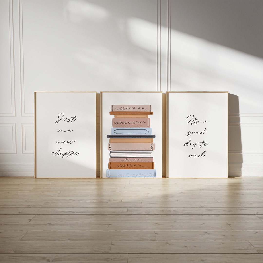 Just One More Chapter, Printable Book Wall Art, Book Room Decor, Book ...