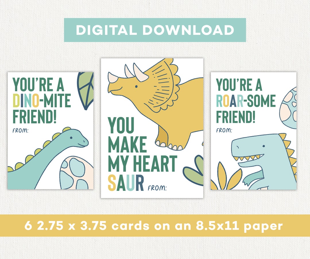 Dinosaur Valentines Day Card, Boys Valentine Printable, You Are ...