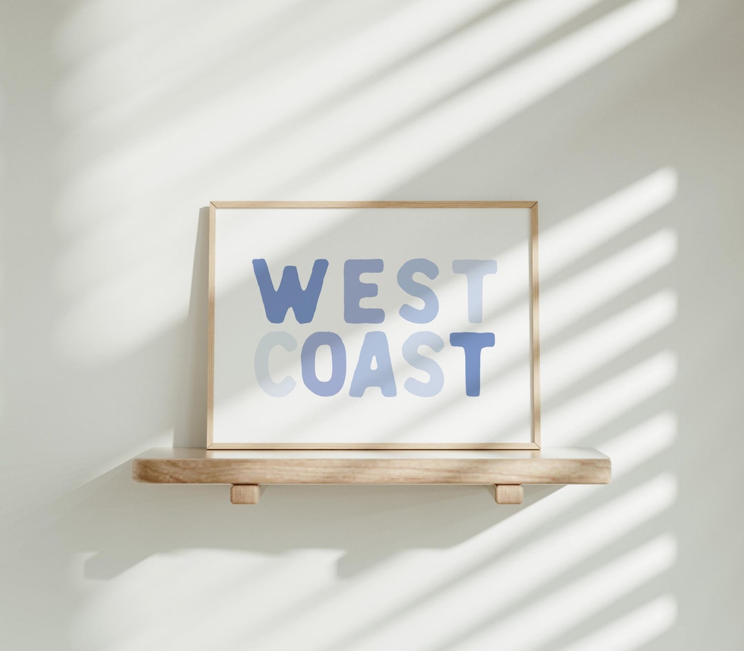West Coast Print, Beach Wall Art, Coastal Wall Art, Trendy Blue Wall ...
