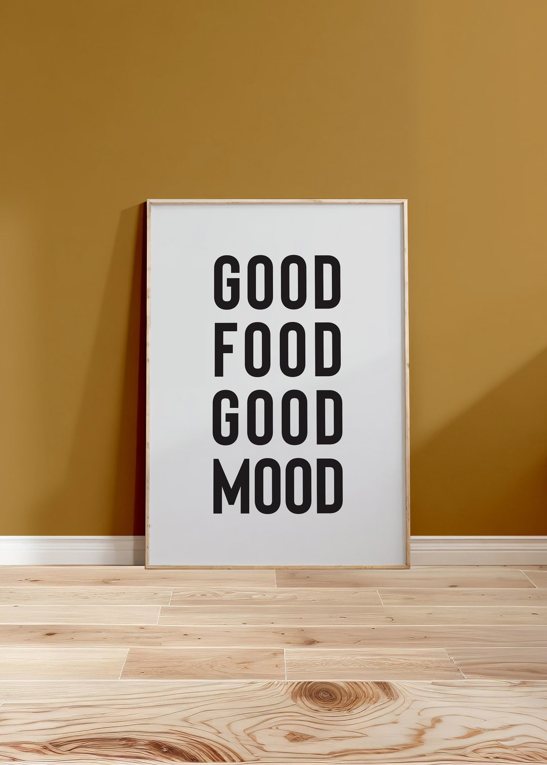 Kitchen Wall Art, Good Food Good Mood, Funny Kitchen Signs, Black and ...