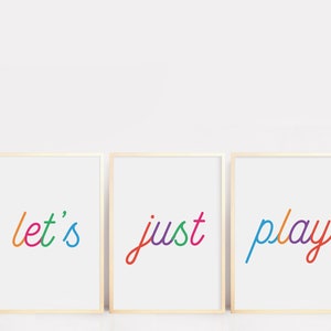 Let's Just Play Playroom Wall Art Set of Three Nursery - Etsy