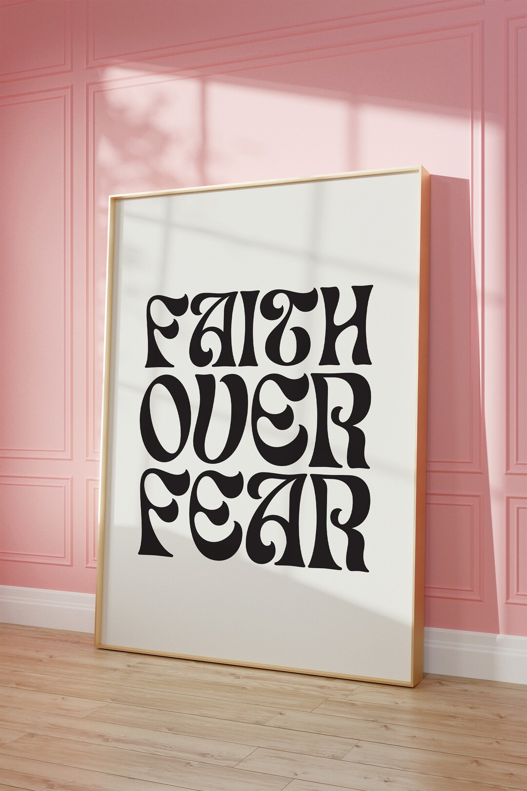 Bible Verse Wall Art, Faith Over Fear, Christian Wall Decor, Retro ...